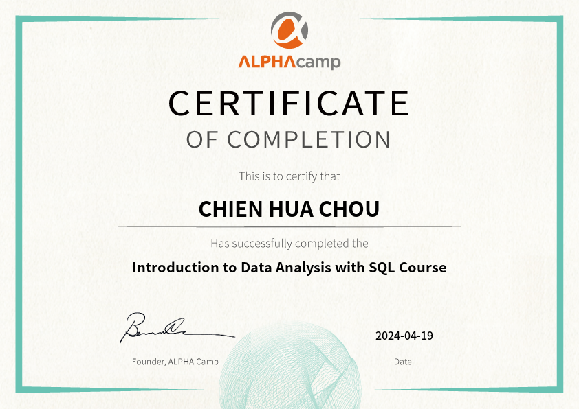 CERTIFICATE OF COMPLETION